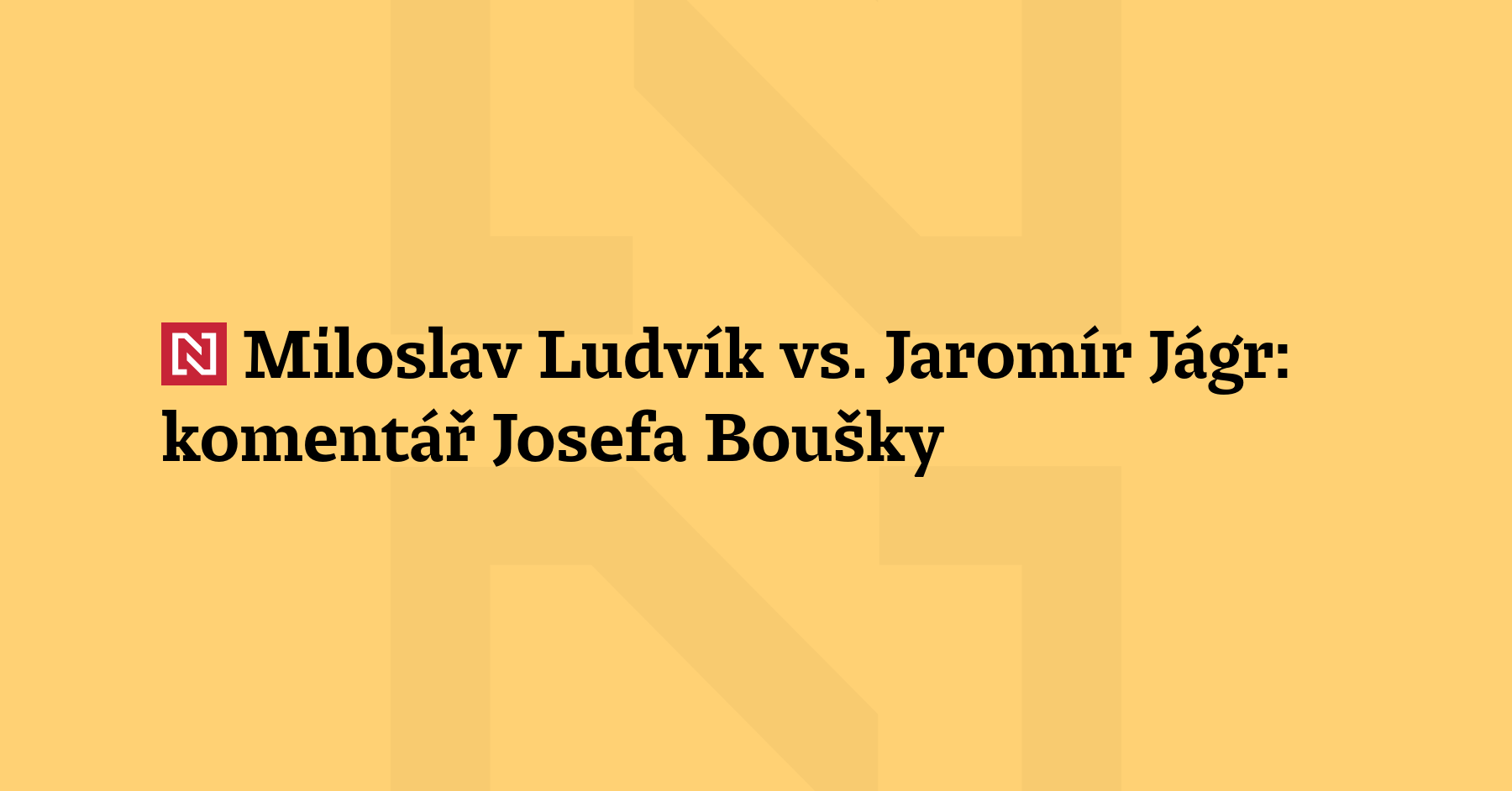 Miloslav Ludvík vs. Jaromír Jágr: komentář Josefa Boušky