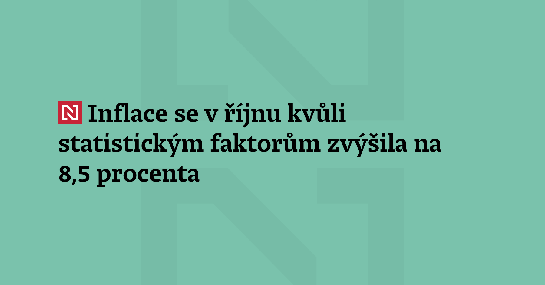 Inflace se v říjnu kvůli statistickým faktorům zvýšila na 8,5 procenta