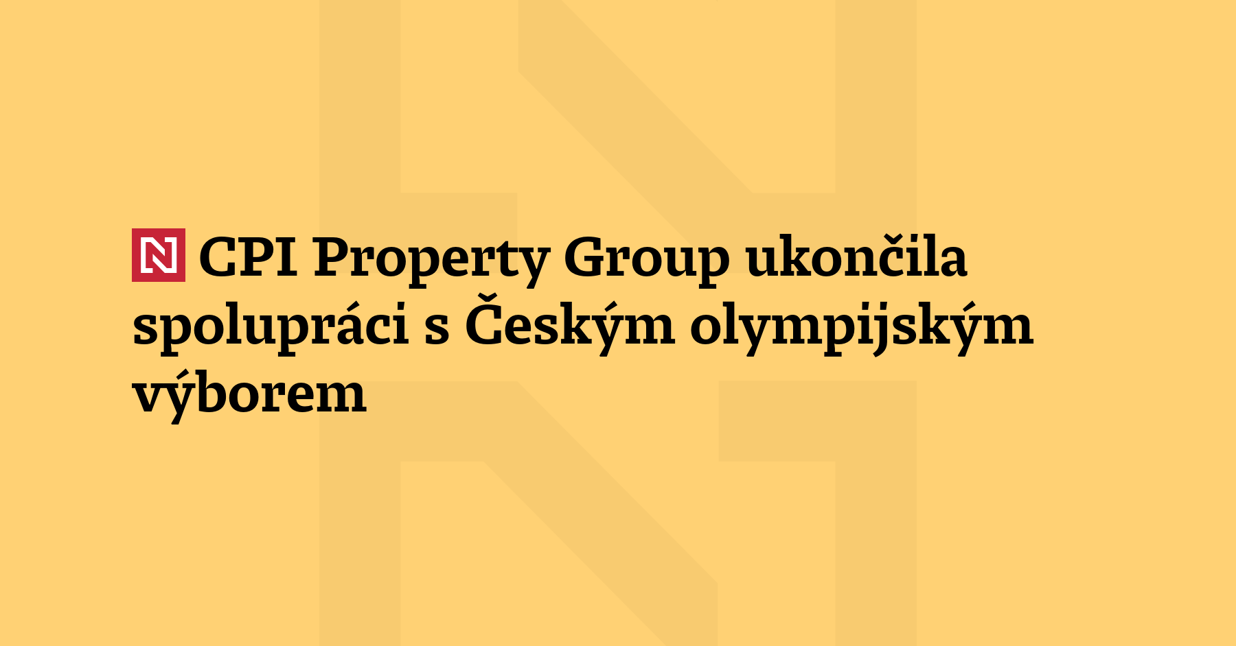 CPI Property Group ukončila spolupráci s Českým olympijským výborem