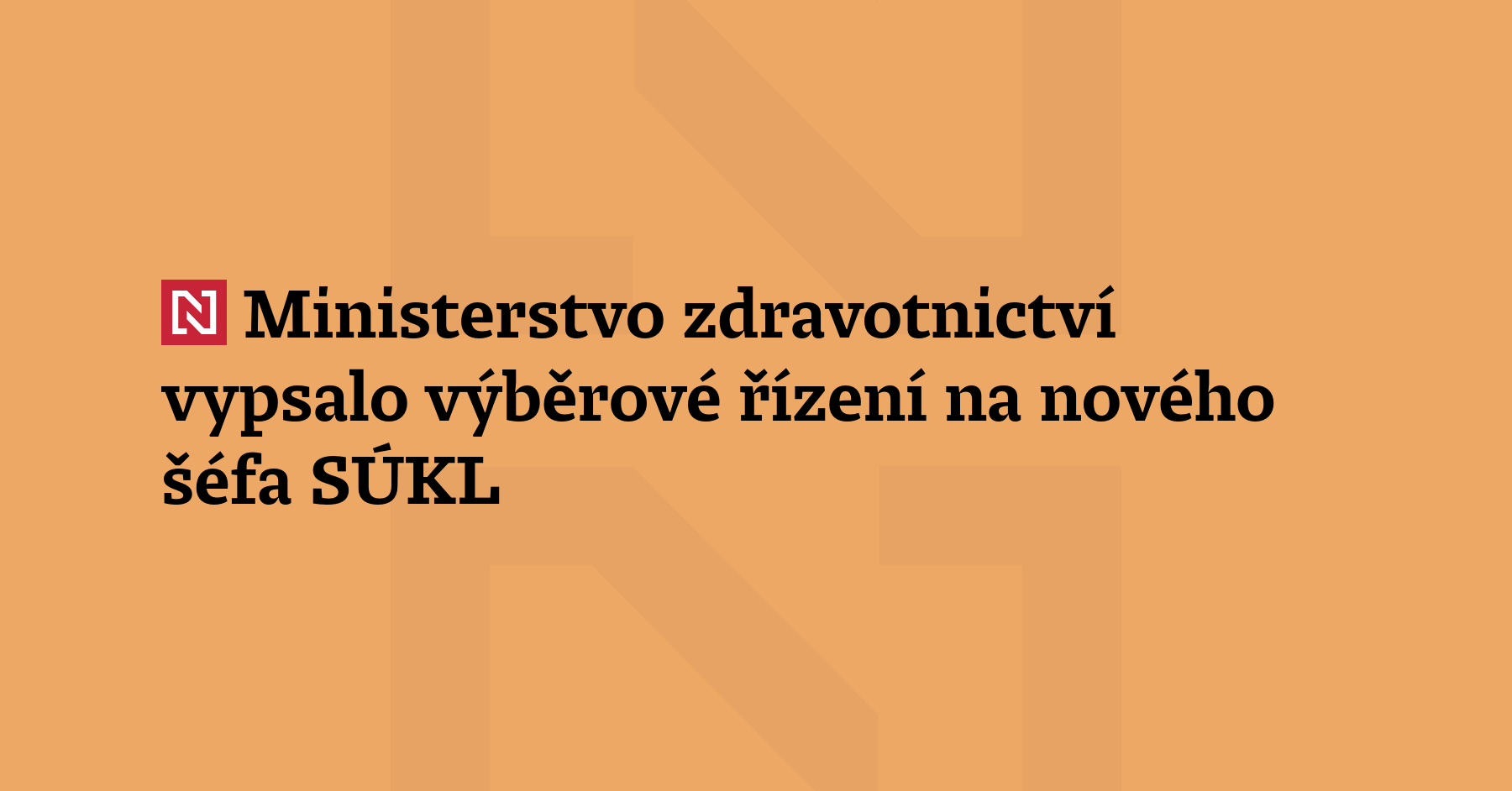 Ministerstvo zdravotnictví vypsalo výběrové řízení na nového šéfa SÚKL