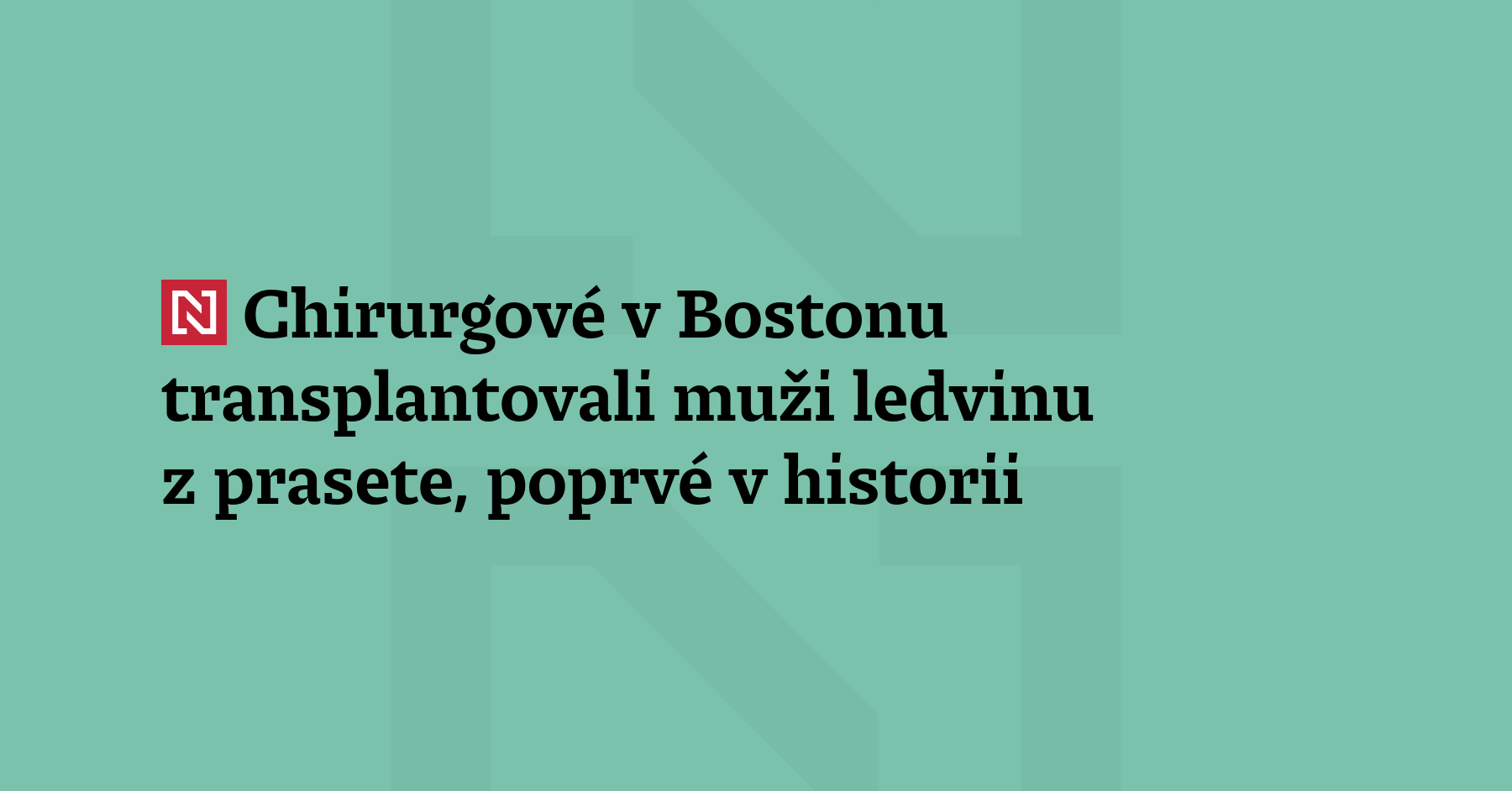 Chirurgové v Bostonu transplantovali muži ledvinu z prasete, poprvé v ...