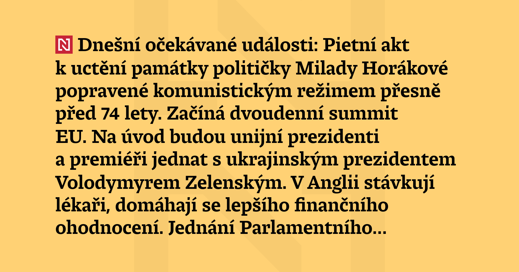 Dnešní očekávané události