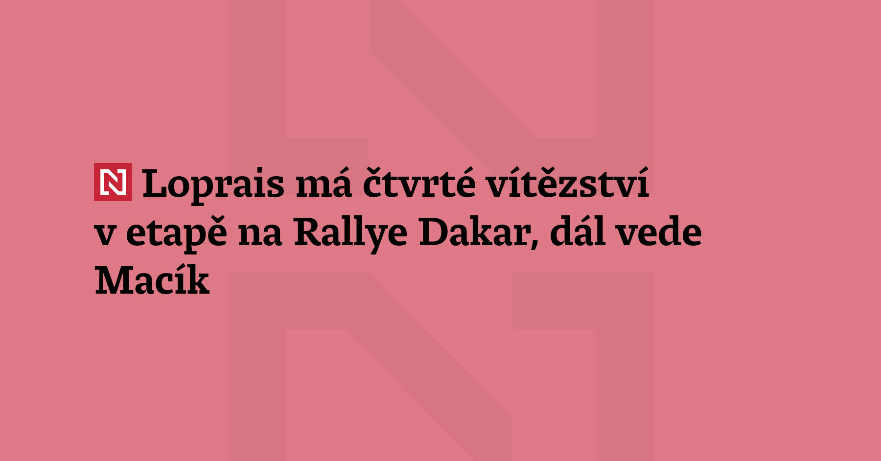 Loprais má čtvrté vítězství v etapě na Rallye Dakar, dál vede Macík