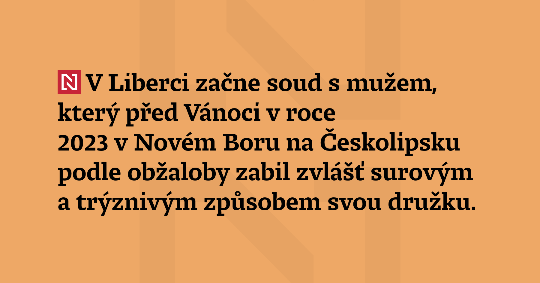 V Liberci začne soud s mužem, který před Vánoci v roce 2023 v Novém Boru na Českolipsku podle ...