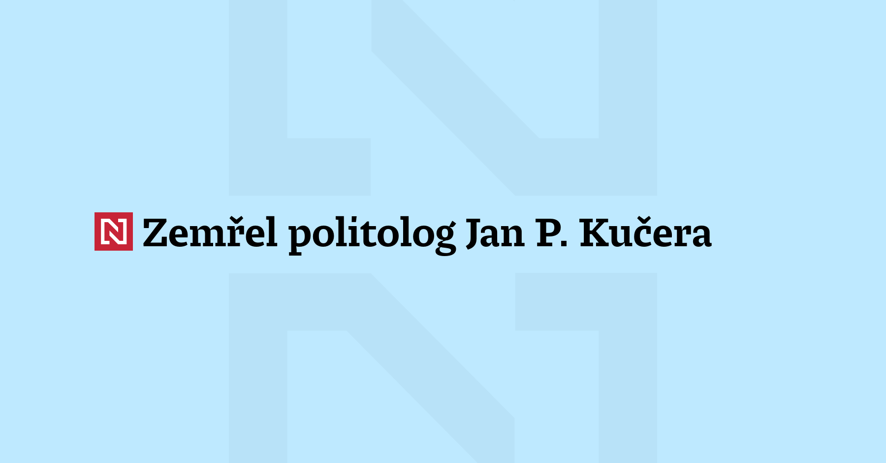 Zemřel politolog Jan P. Kučera
