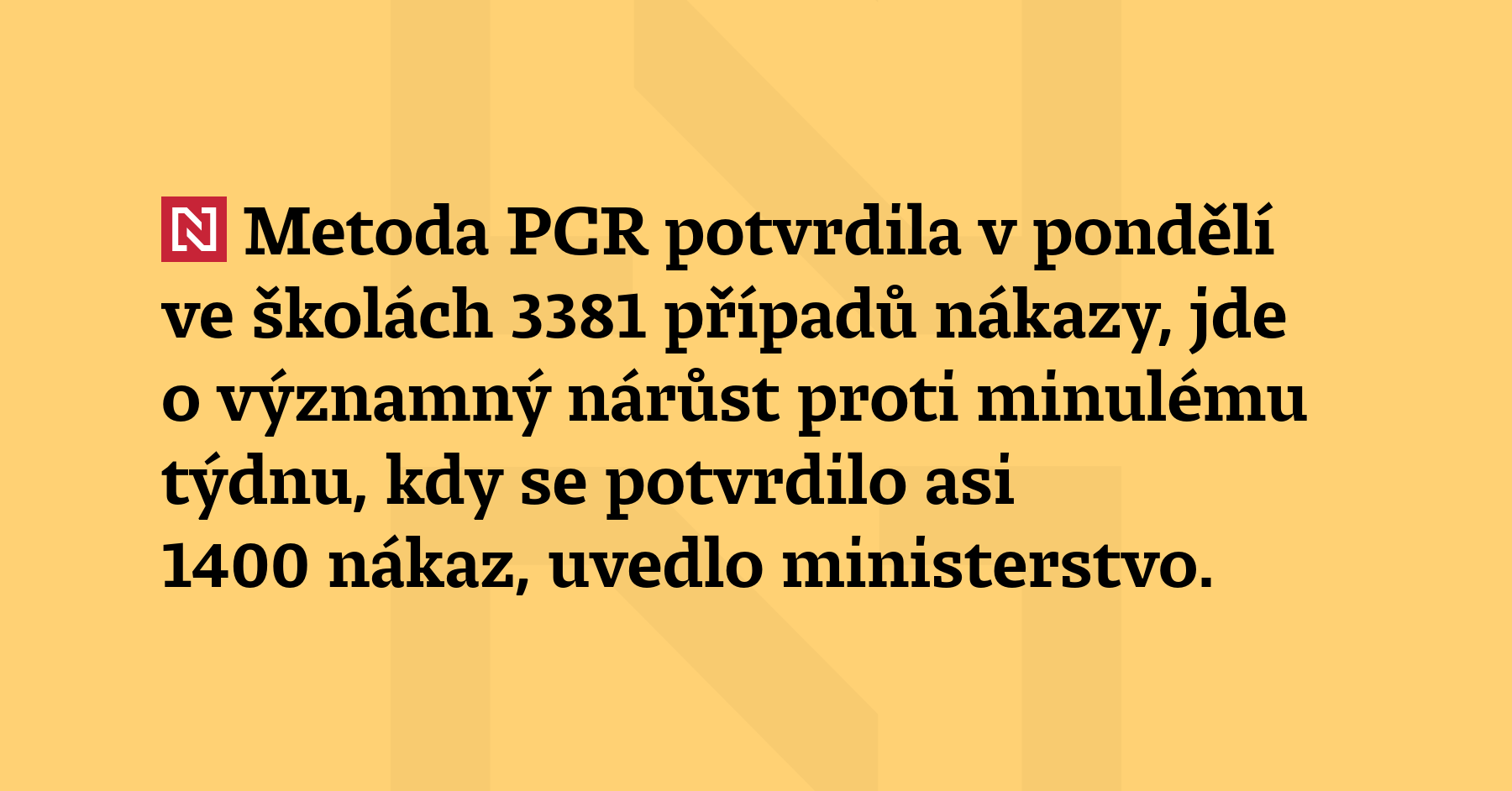 Metoda PCR potvrdila v pondělí ve školách 3381 případů nákazy