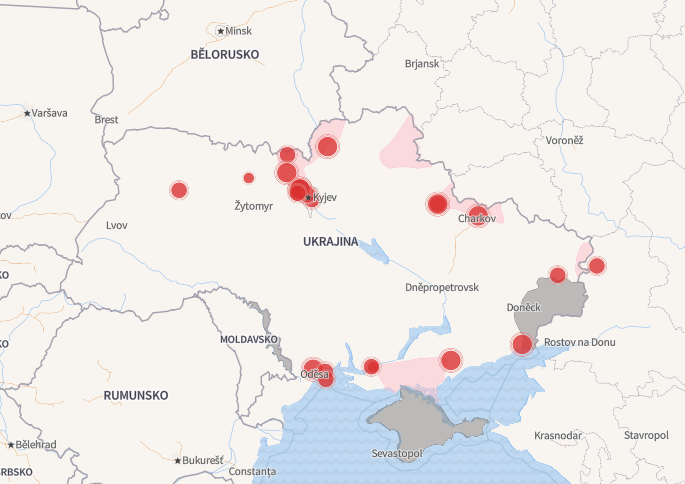 Přinášíme interaktivní mapy války na Ukrajině. Průběžně aktualizujeme