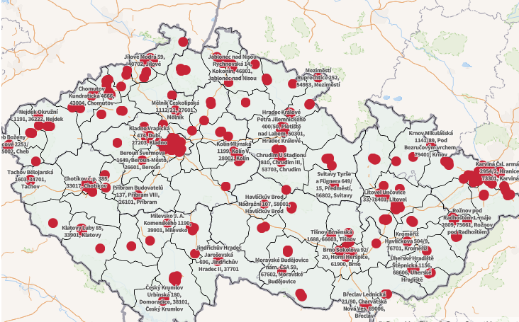 Mapa: Pošta zavírá 300 poboček. Podívejte se, jestli zruší i tu vaši